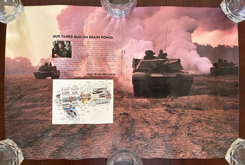 Vintage 1987 ARMY "Our Tanks Run on Brain Power" Book Cover / Poster ...