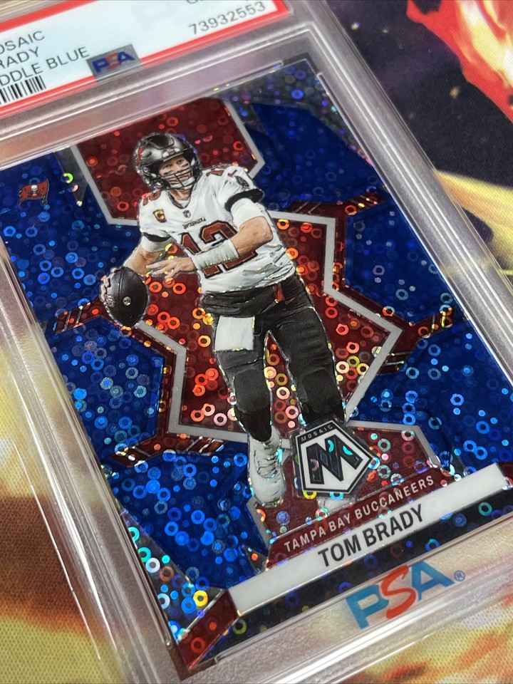2022 Mosaic Tom Brady No Huddle Blue Disco #/75 Card #182 Graded PSA 10 ...
