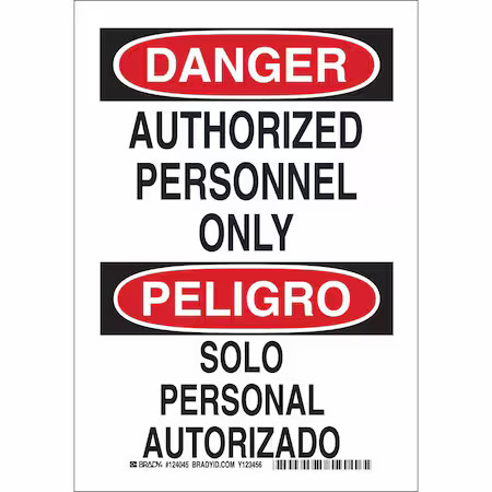 BRADY 124046 Danger Sign, 14 in Height, 10 in Width, Aluminum ...