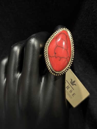 Barse NWT Red Howlite Braided Bronze Statement Ring Size 6.5 | eBay