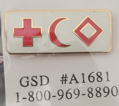 American Red cross ARC Pin Badge GSD 3 Symbols | eBay
