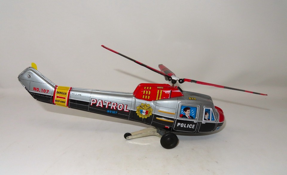 Vintage Friction Tin Toy Police Patrol Helicopter, Made in Japan 1960's ...