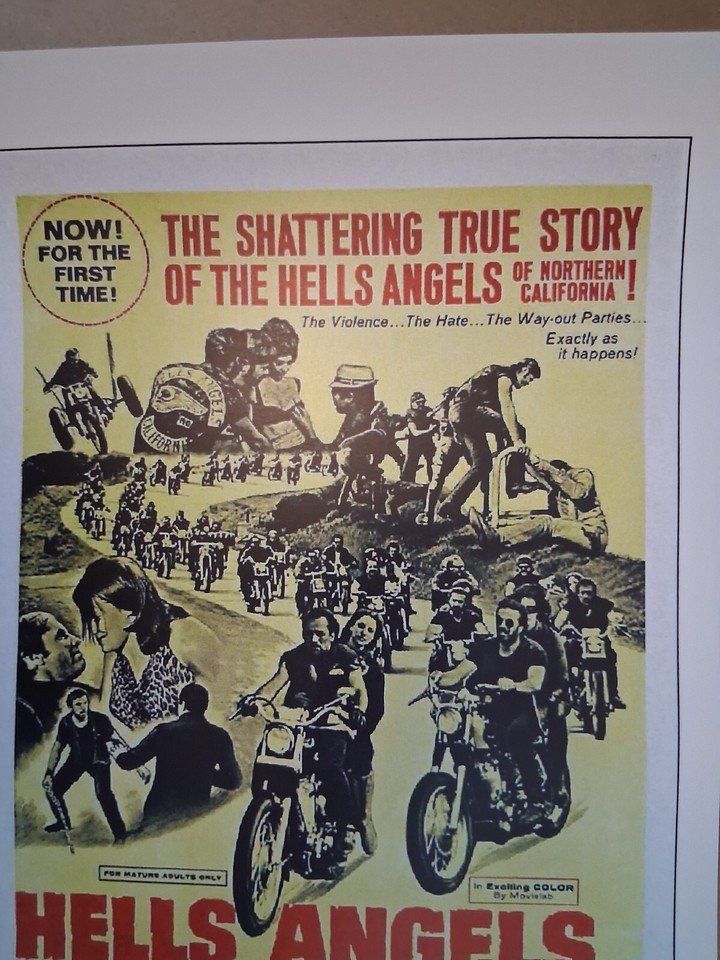 Very cool vintage 1960's Hells Angels on Wheels poster 30 yr old reprint GREAT | eBay