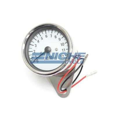 Universal Mini Tach White Motorcycle Mechanical 12K RPM Tachometer ...