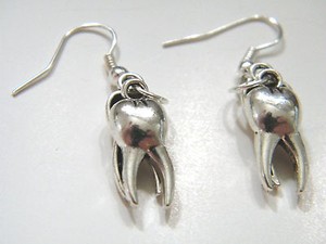 TOOTH Earrings Dental Hygienist Dentist Silver Teeth Charm Molar Silver ...