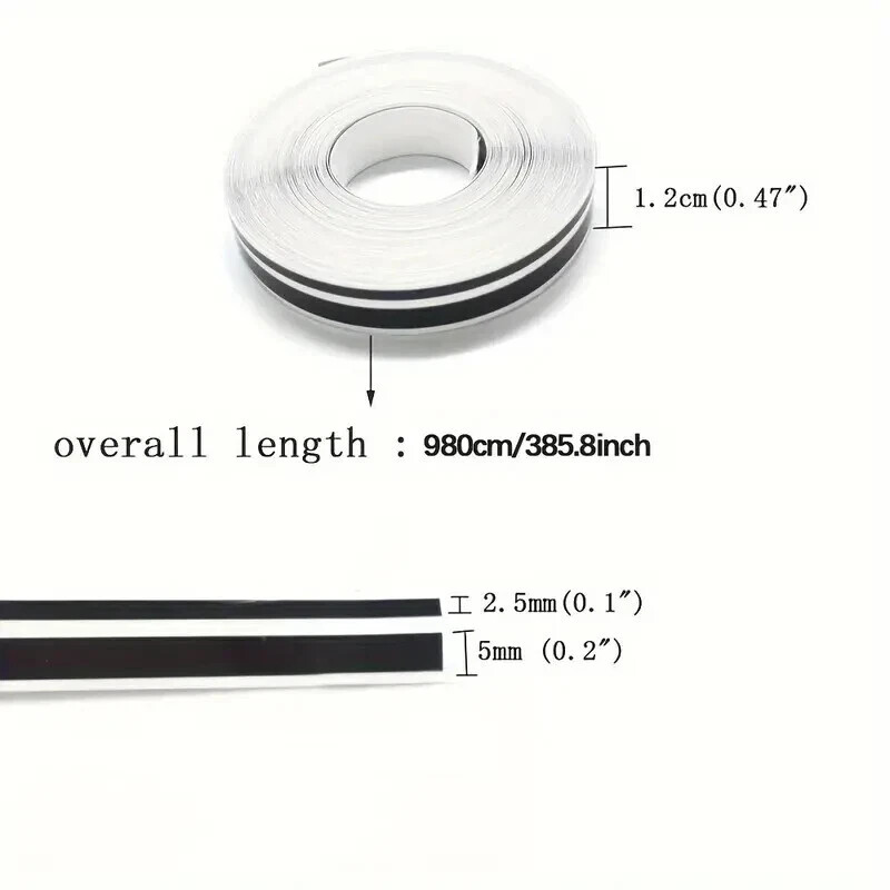 9.8 Metres Vinyl Pin Stripe Double Line Stickers Car Tape Decal CHROME ...