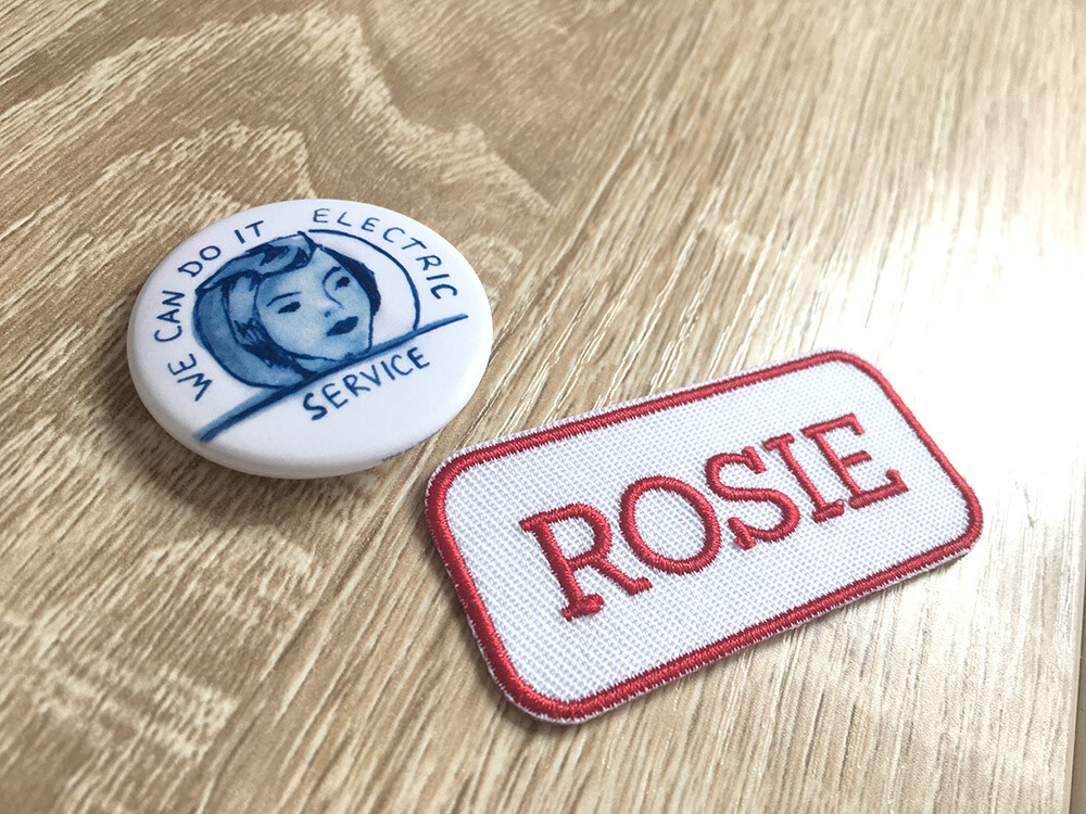 Rosie patch and pin, iron on, Rosie the Riveter, collar pin, costume | eBay