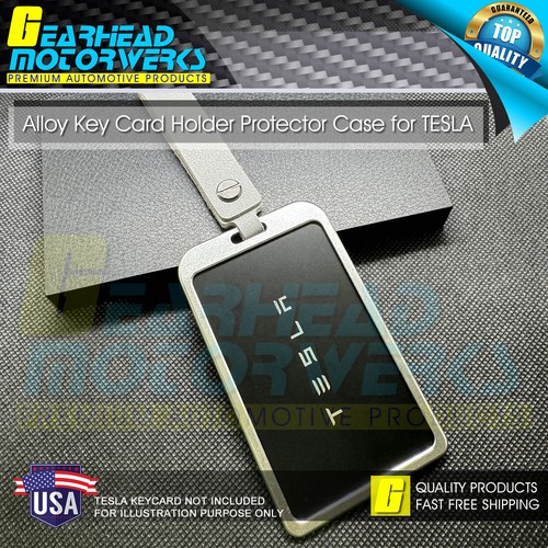 Silver Aluminum Key Card Holder Protector Strap Accessories Tesla Model ...