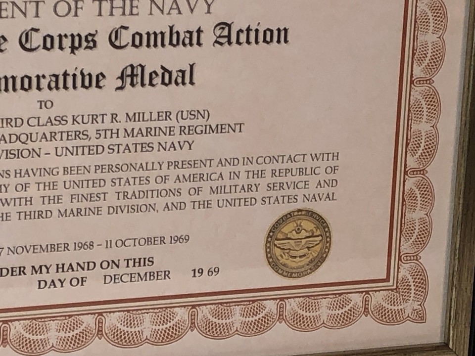 NAVY / MARINE CORPS COMBAT ACTION COMMEMORATIVE MEDAL CERTIFICATE ...