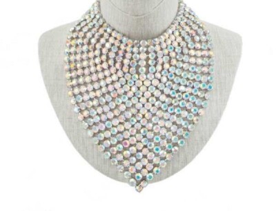 LARGE SILVER BIB AB NECKLACE SET ( 3060 ) | eBay