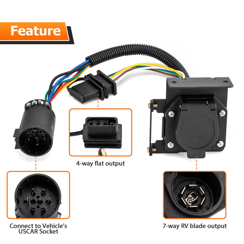 7 Way Trailer 4 Pin Flat Connector Plug For Nissan Frontier/Pathfinder ...