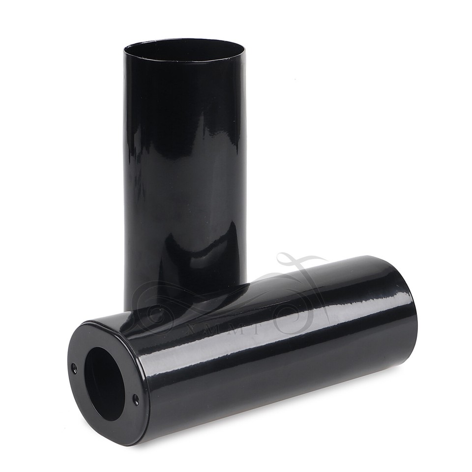 Black +2" Extend Smooth Fork Slider Cover Cow Bells For Harley Touring ...