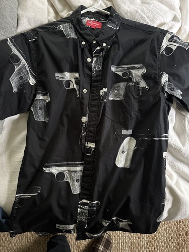 Supreme Guns Button Up Shirt SS13 Black Size Large Carti rayon flannel ...
