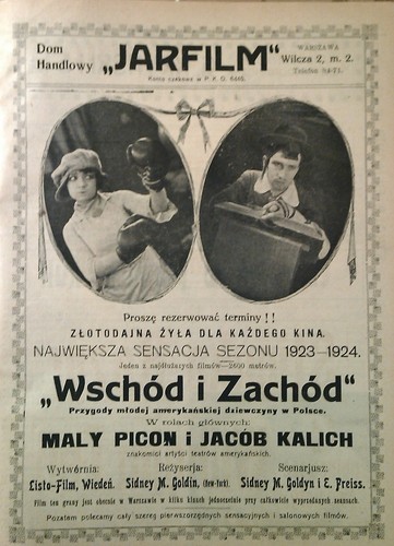 1923 MOLLY PICON JACOB KALICH MOVIE POSTER EAST AND WEST Yiddish stage ...