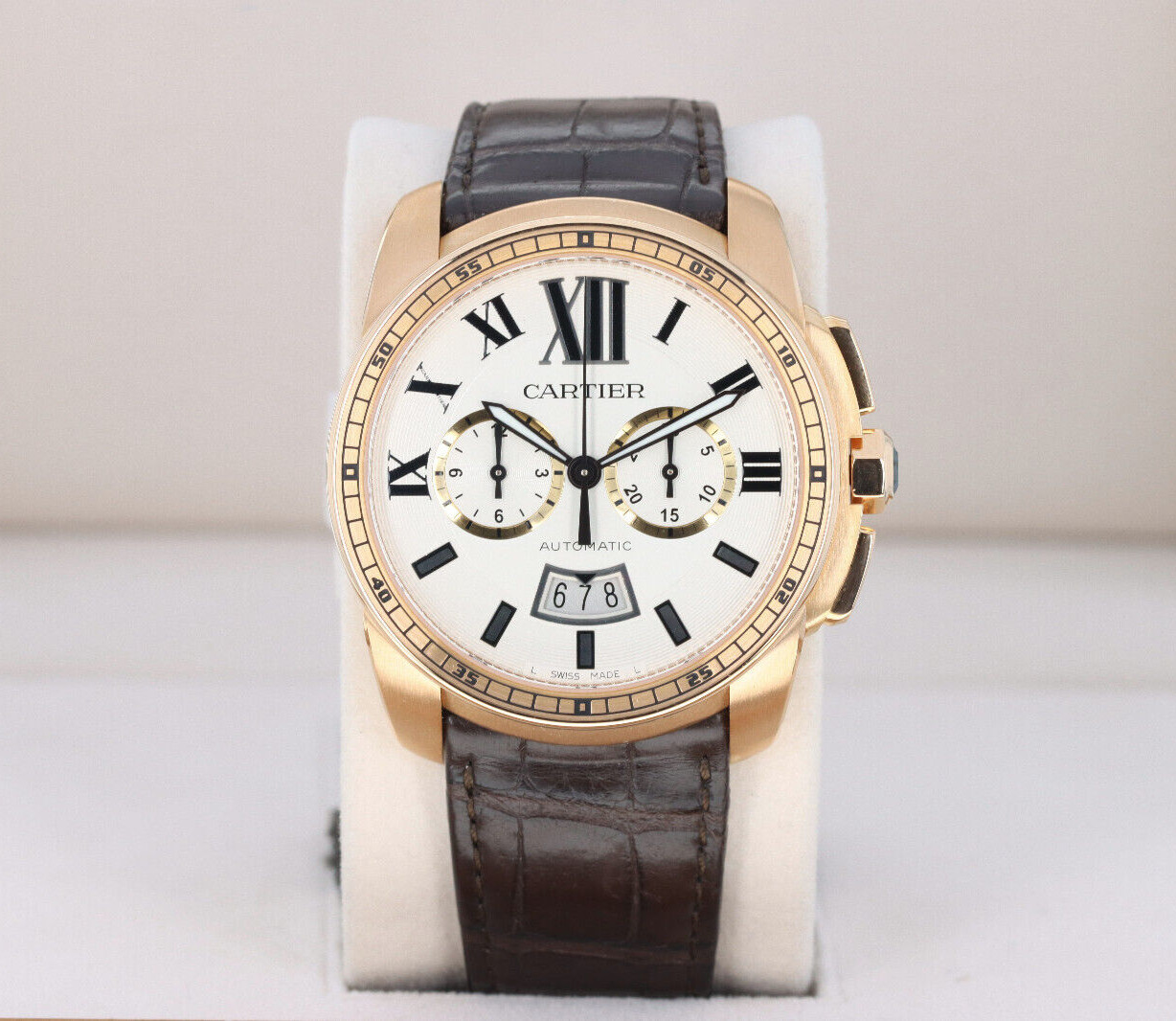 Cartier Calibre Chronograph 42mm, Silver Dial - Rose … - Gem