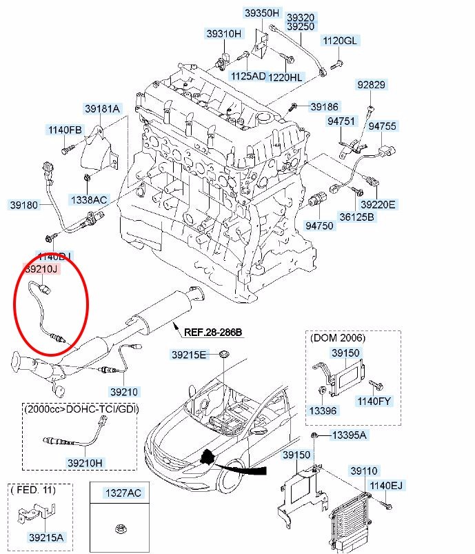 Genuine Parts 392102G550 Oxygen Sensor RR For Hyundai Azera 2011 2014 ...