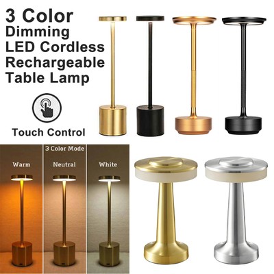 Metal Table Desk Lamp Cordless Touch Control Dimmable Night Light ...
