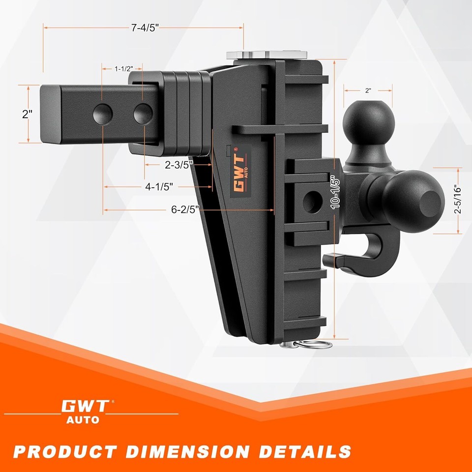 Trailer Hitch Fits 2 Inch Receiver 6 Inch Adjustable Drop Hitch ...