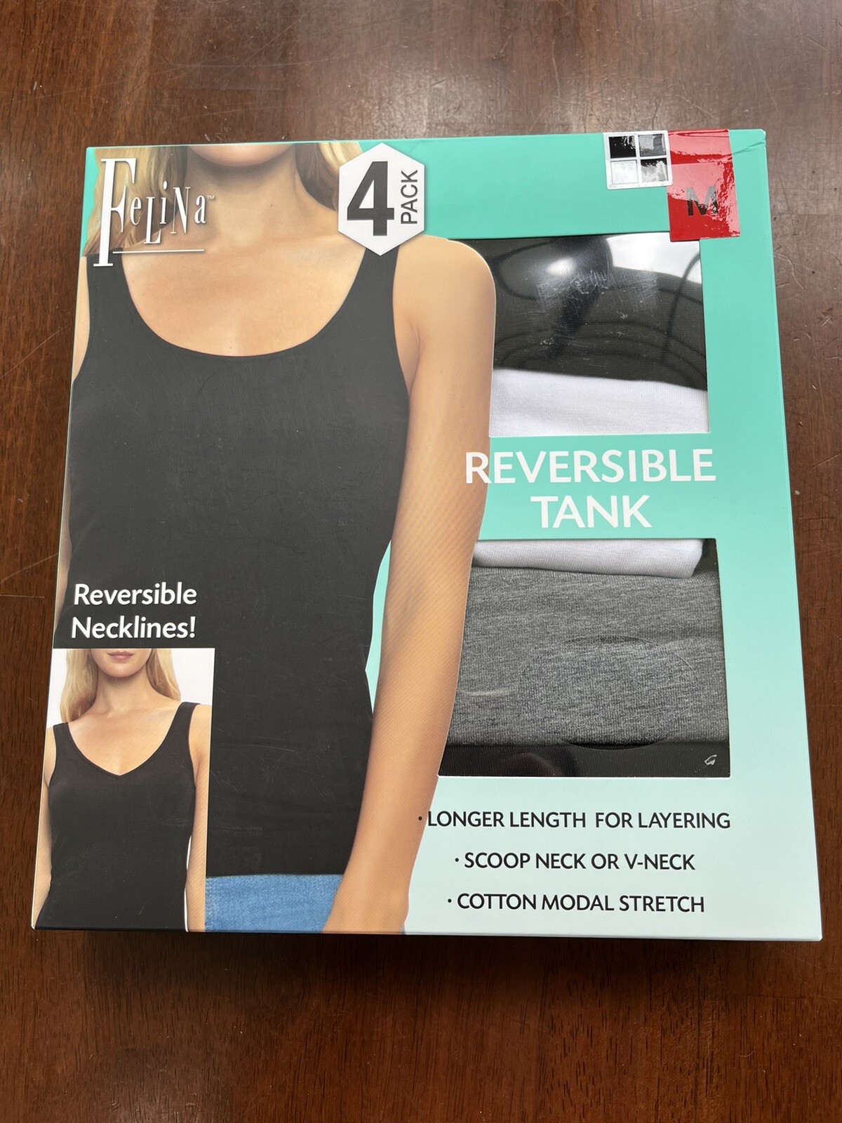Felina Women's Reversible Seamless Cotton Tank Top - Box Of 4 Size Med ...