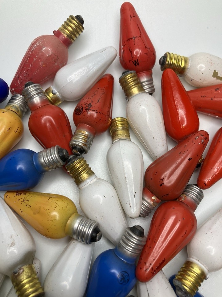 99 Vintage Christmas Tree Lights C6 Cone Bulbs Good/Fair Condition ...