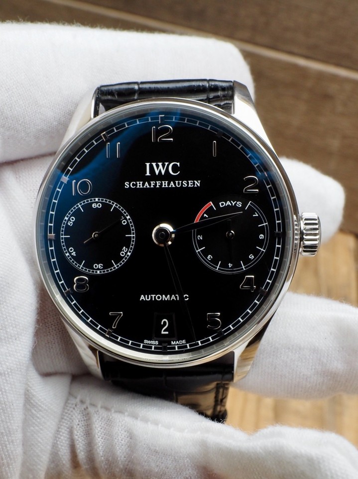 IWC Portuguese 7 Day Black 5001 95% LNIB Digital Registration ...