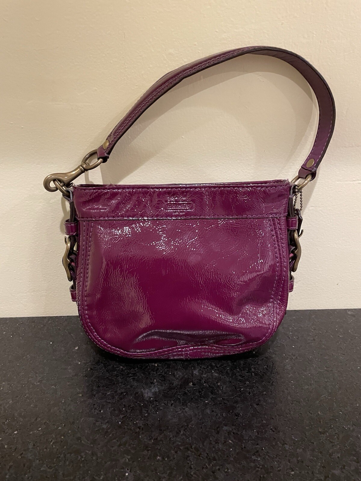 Coach Y2K mini plum purple purse patent leather shoul… - Gem