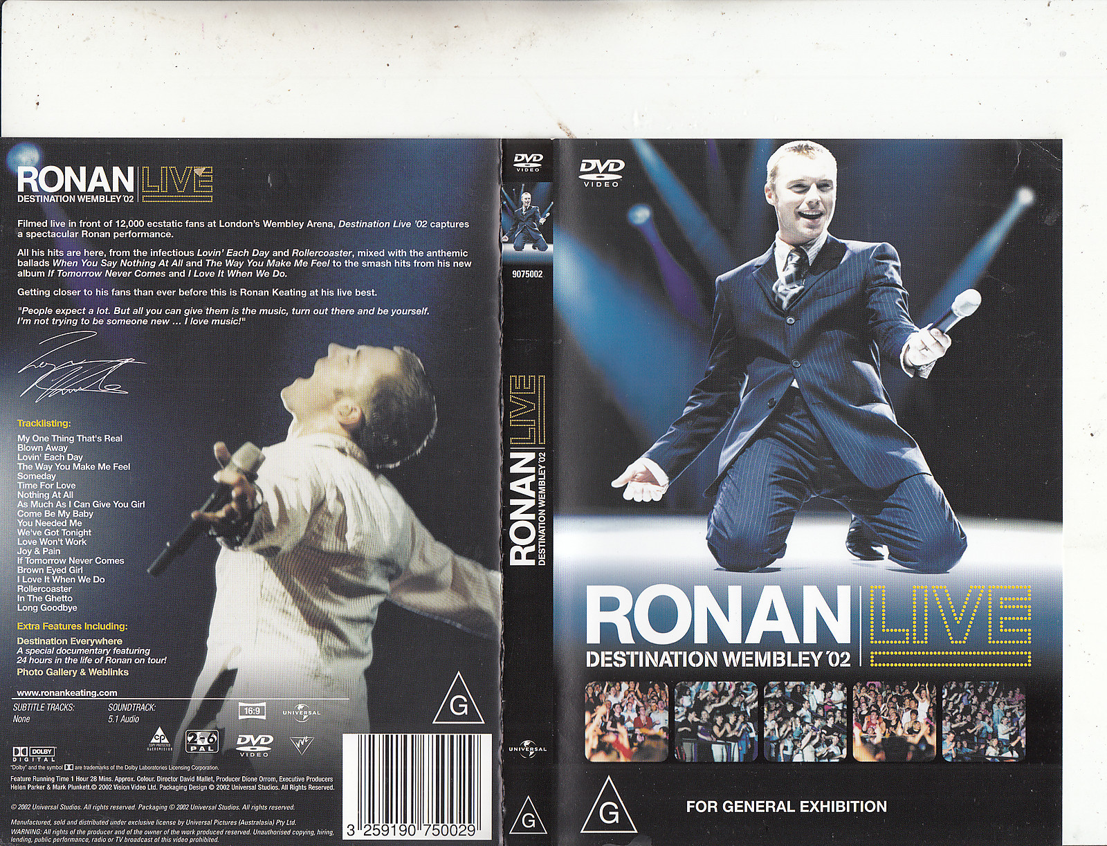 Ronan Keating-Ronan Live Destination Wembley 2002-Music RK-DVD | eBay