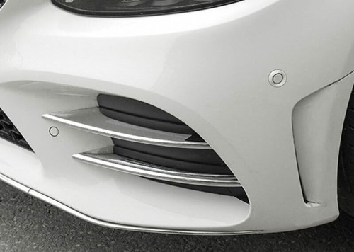 ABS Silver Front Bumper Lip Spoiler Fins Canards For Benz C-Class W205 ...