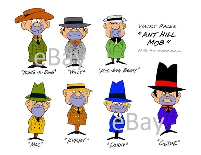 Hanna Barbera STYLE GUIDE PLATE - WACKY RACES - The ANT HILL MOB Gang ...