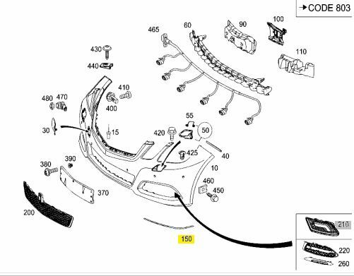 Mercedes-Benz E W212 Front Left Bumper Molding A2128850321 Genuine for ...