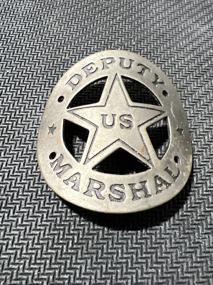 Deputy US Marshal Peacemaker curved brass gun grip butt tag badge | eBay