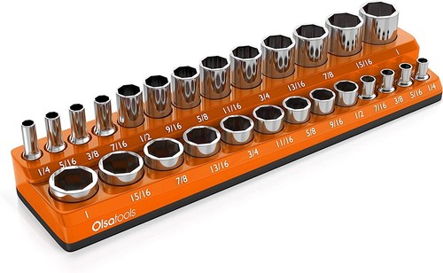 Olsa Tools Magnetic Socket Organizer 3/8-inch drive Holds 26 Sockets ...