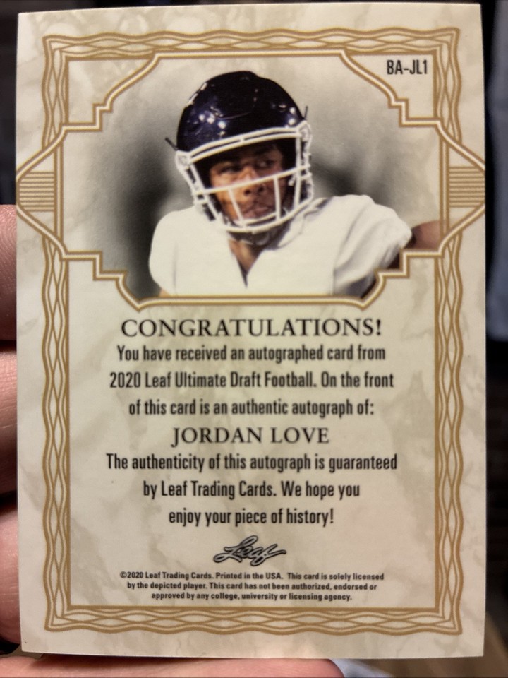 B2 2020 Leaf Ultimate Draft 13/25 Jordan Love #BA-JL1 Rookie Auto Autographed RC | eBay