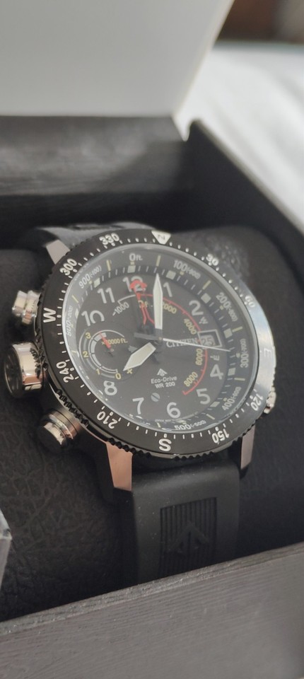 Citizen PROMASTER ALTICHRON 46mm Black Dial Rubber Band Men's Watch ...