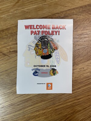 Chicago Blackhawks / Welcome Back Pat Foley Pin Oct 19, 2008 | eBay