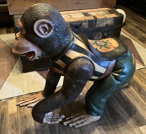 Vintage Carved Wooden Monkey Carousel Carnival Merry Go Round Folk Art ...