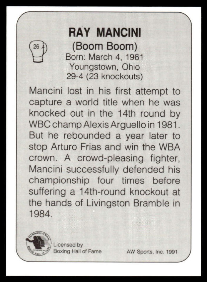 1991 All World #26 Ray Mancini NM-MT | eBay