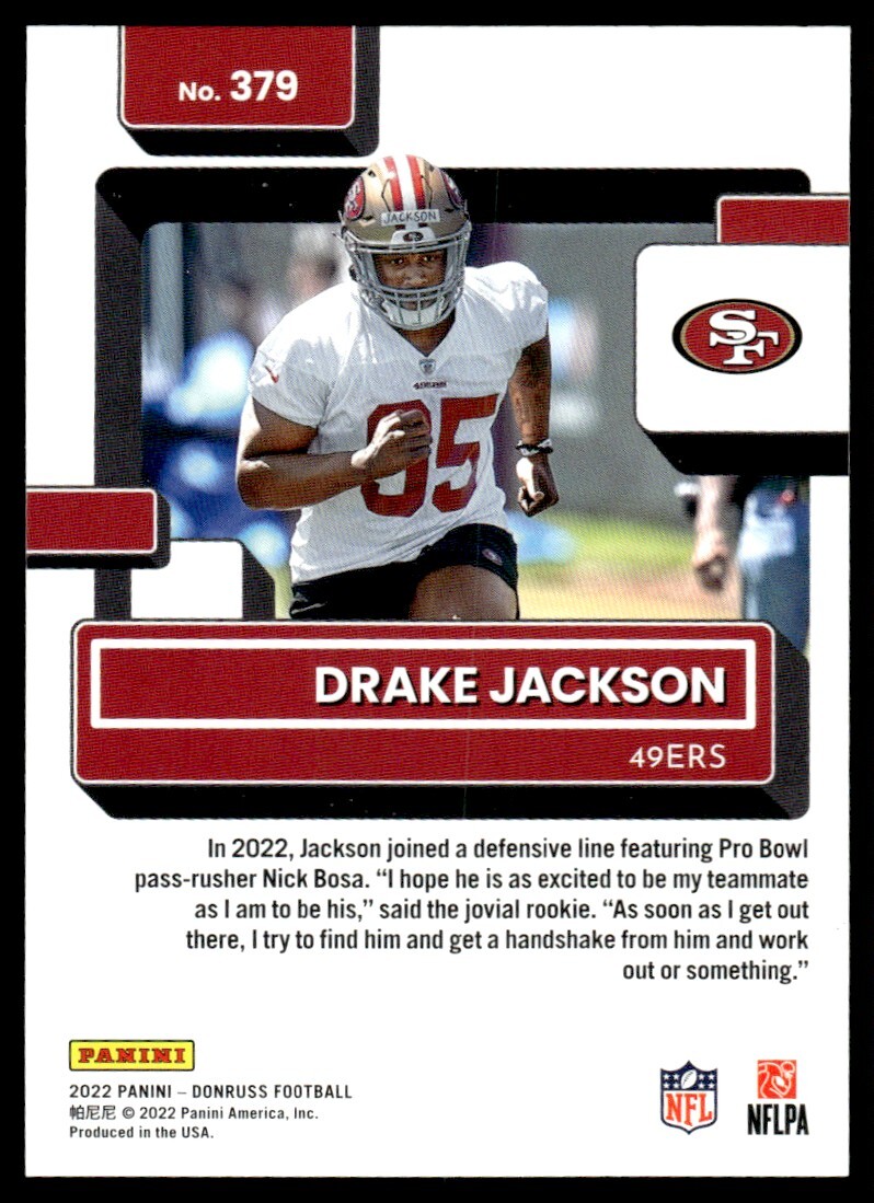 2022 Football Card Drake Jackson Rookie San Francisco 49ers #379 | eBay