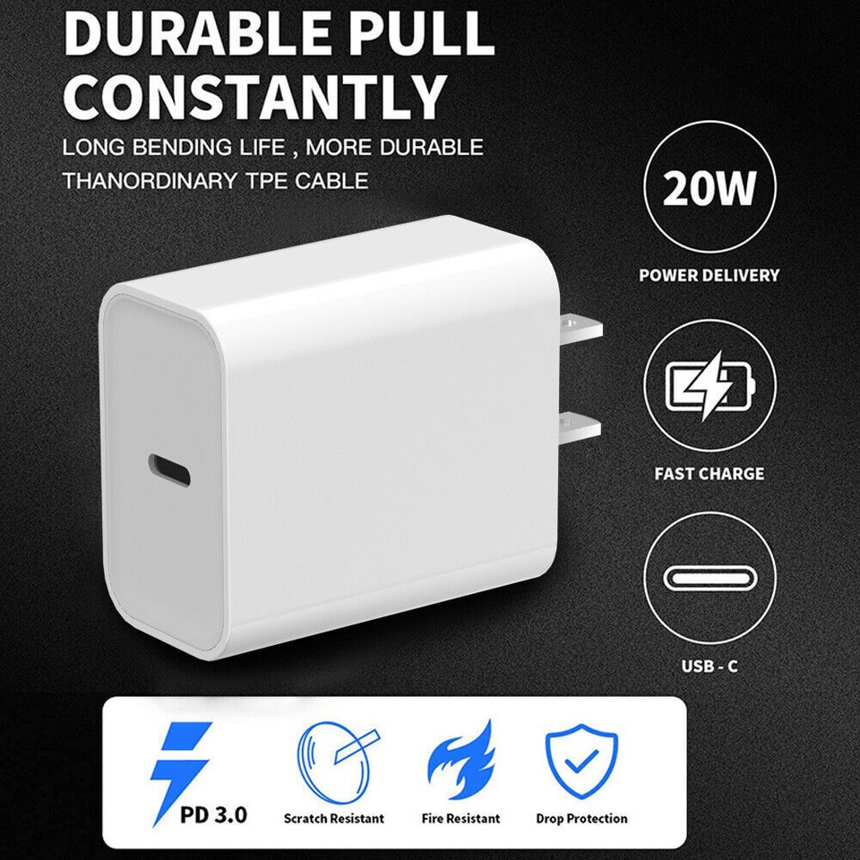 20W Super Fast Charger Wall Adapter USB-C Charging Cable for iphone 11 ...