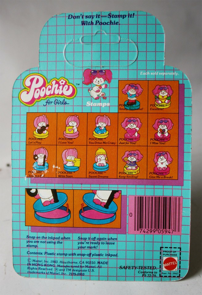 RARE VINTAGE 1983 POOCHIE LETS PLAY STAMP STAMPER MATTEL NEW SEALED ...