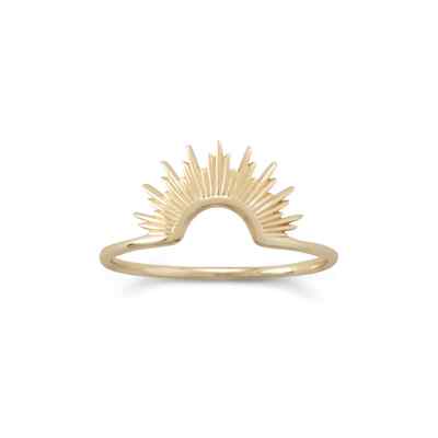 14 Karat Gold Plated Sterling Silver Sunburst Ring, Stackable Statement ...