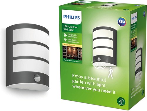 PHILIPS LED Python Outdoor 6W Wall Light with Motion Sensor - Warm ...
