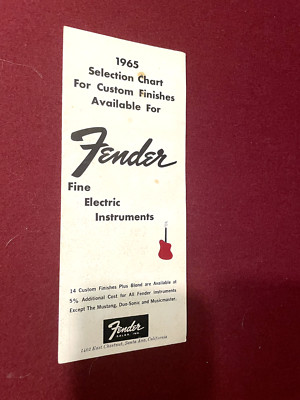 Fender Guitar Custom Color Selection Chart 1965 Original Case Candy | eBay