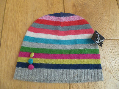 MONSOON ACCESSORIZE WOOL ANGORA BLEND STRIPED BUTTON BEANIE HAT ...