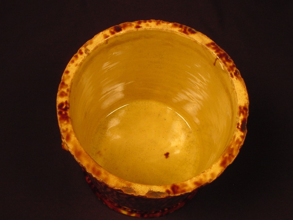 VERY RARE 1800s STORAGE JAR with LID FLINT ROCKINGHAM SPATTER GLAZE ...