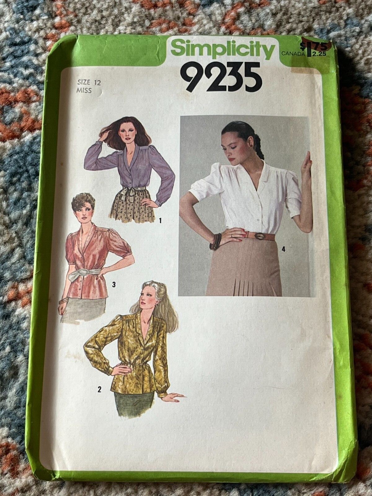 Vintage 1979 Simplicity Sewing Pattern 9325 Misses Button Front Blouse ...