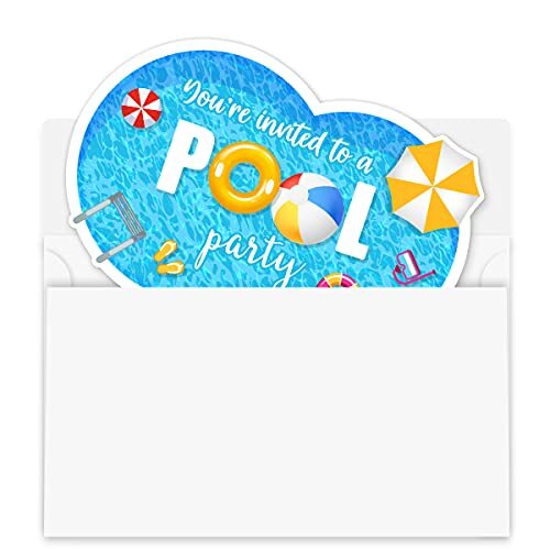 30 Pool Party Invitations with Envelopes - Summer Birthday party ...