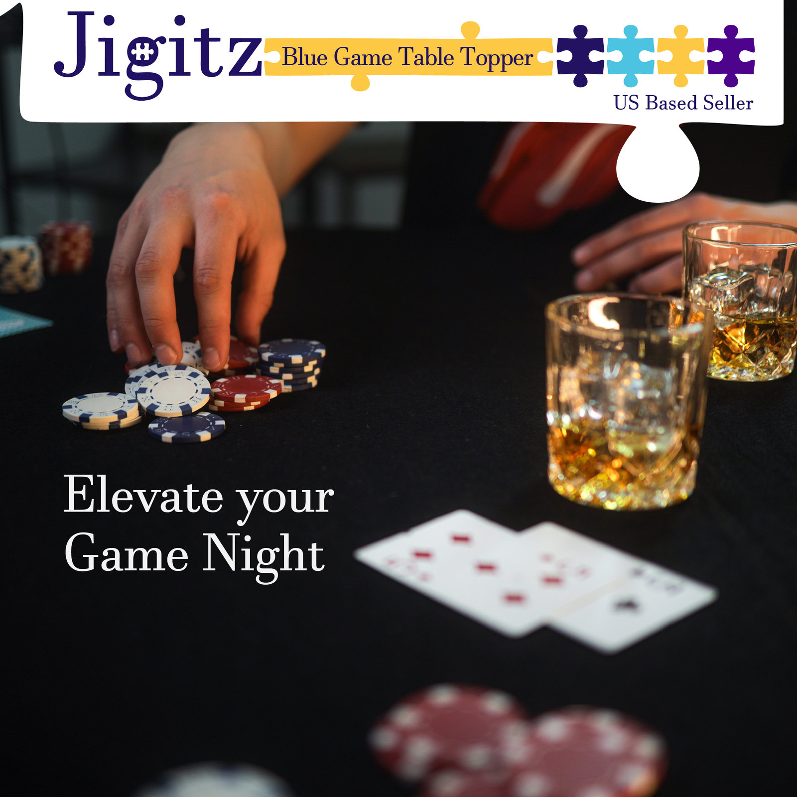 Jigitz Felt Poker Table Cover - 36-48in Black Card Table Covers Fitted ...