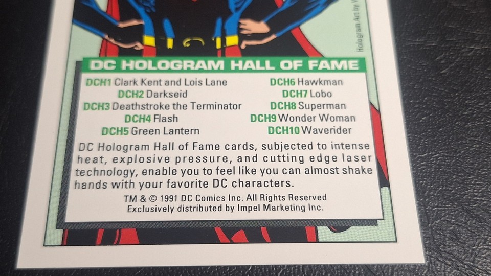 1992 Impel DC Comics Series 1-DCH8 Superman Hologram Hall Of Fame card ...