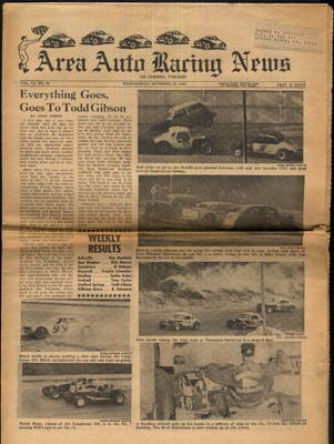 AREA AUTO RACING NEWS Trenton NJ 10/23 1968 Todd Gibson; Havens; Adamson &c | eBay